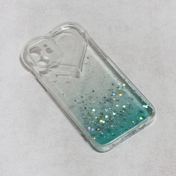 Maska za iPhone 12 6.1 Heart Glitter mint
