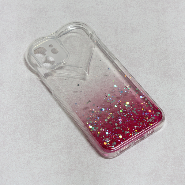 Maska za iPhone 12 6.1 Heart Glitter pink