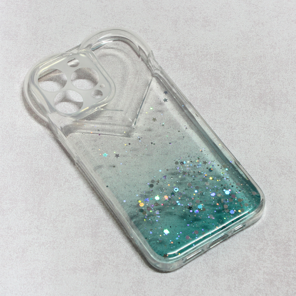 Maska za iPhone 13 Pro 6.1 Heart Glitter mint