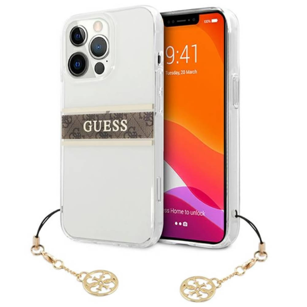 Maska za iPhone 13 Pro 6.1 braon (GUHCP13LKB4GBR) Guess 4G Stripe Charm