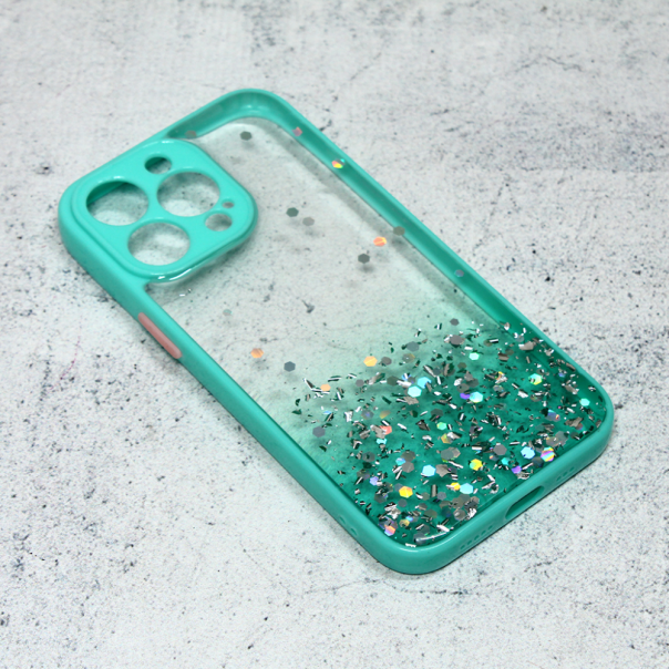 Maska za iPhone 13 Pro 6.1 Frame Glitter mint
