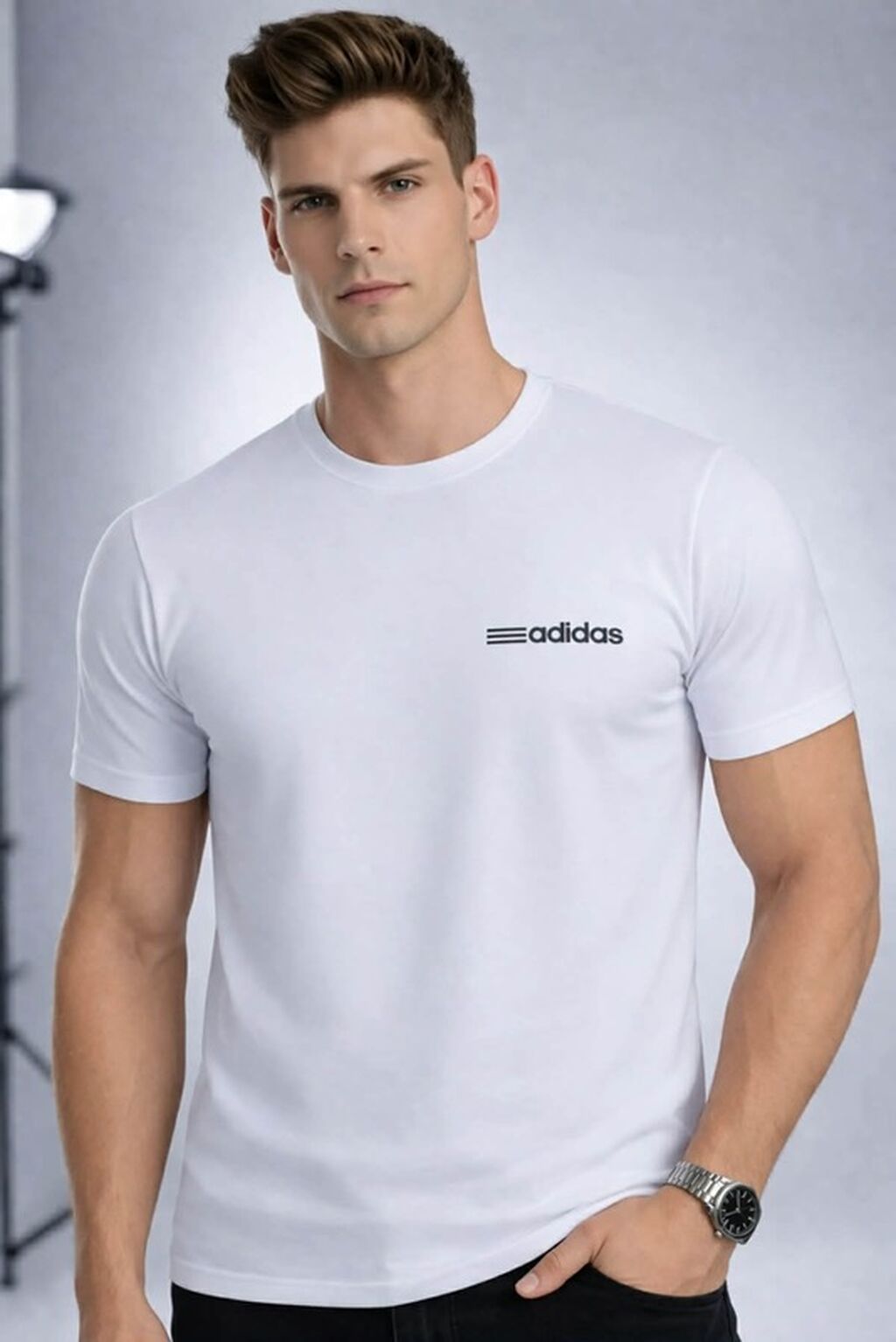 Men's T-shirt Adidas, bоја - Bela