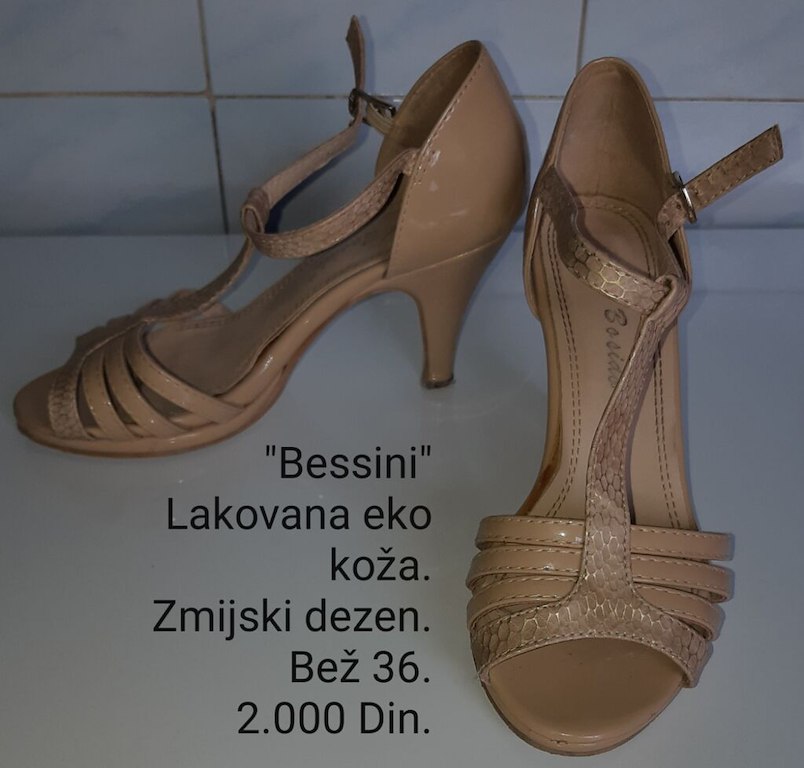Bessini sandale na štiklu - Materijal: lakovana eko koža - Detalji