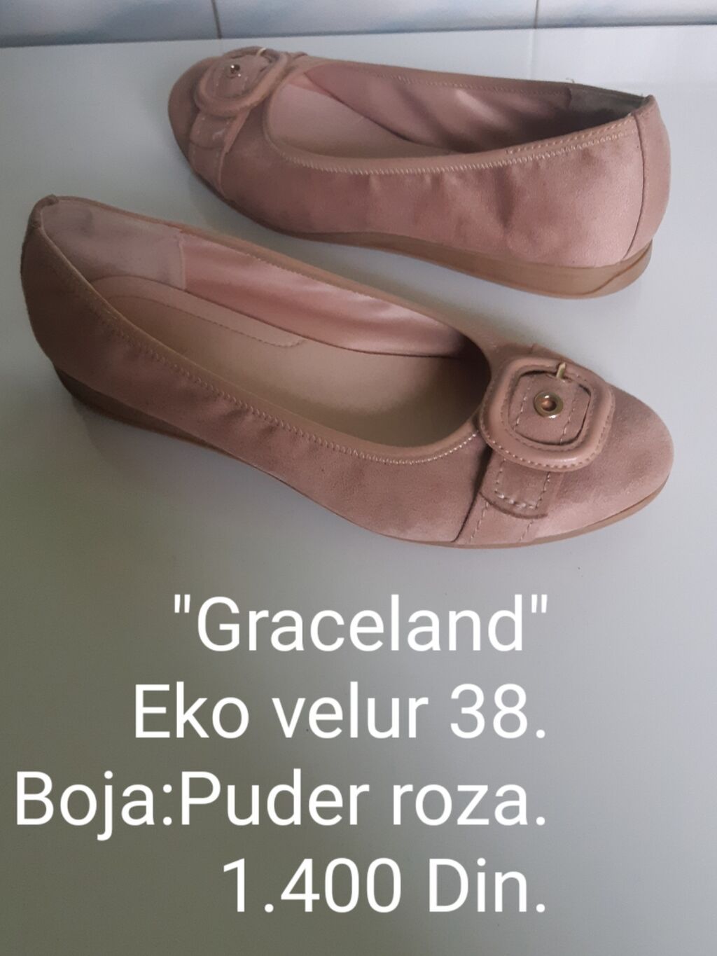 Graceland baletanke – eko velur - Veličina: 38 - Boja: puder roze -