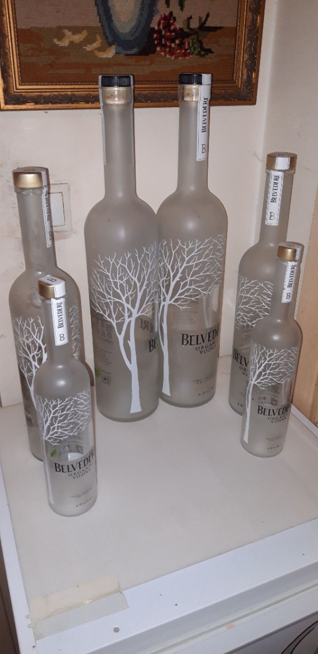 Prazne flaše od Vodke Belvedere organic 0.7l,1.75l i 3l Prodajem