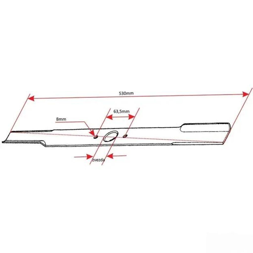 Nož za kosilicu – univerzalni tip, dužina 530 mm Opis: - Ravni