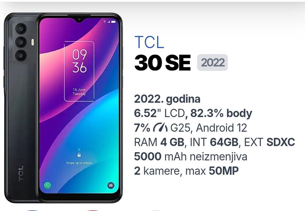 Tcl 30se nov nekotiscen uzet u vip pre par meseci