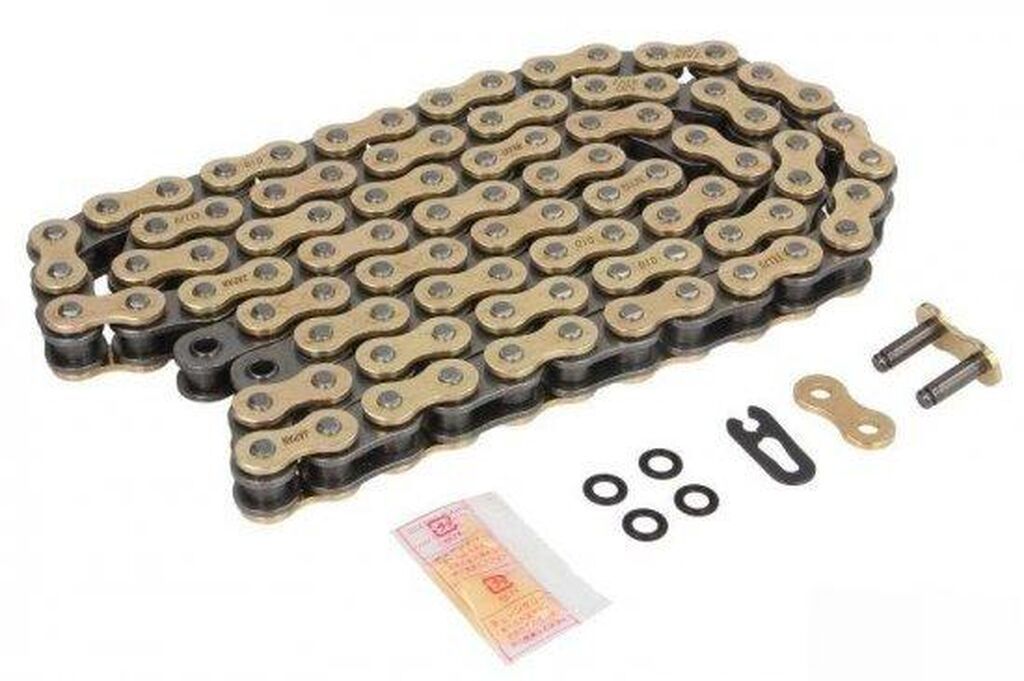 Lanac za motocikl sa zlatnim spoljnim pločicama, O‑ring tip