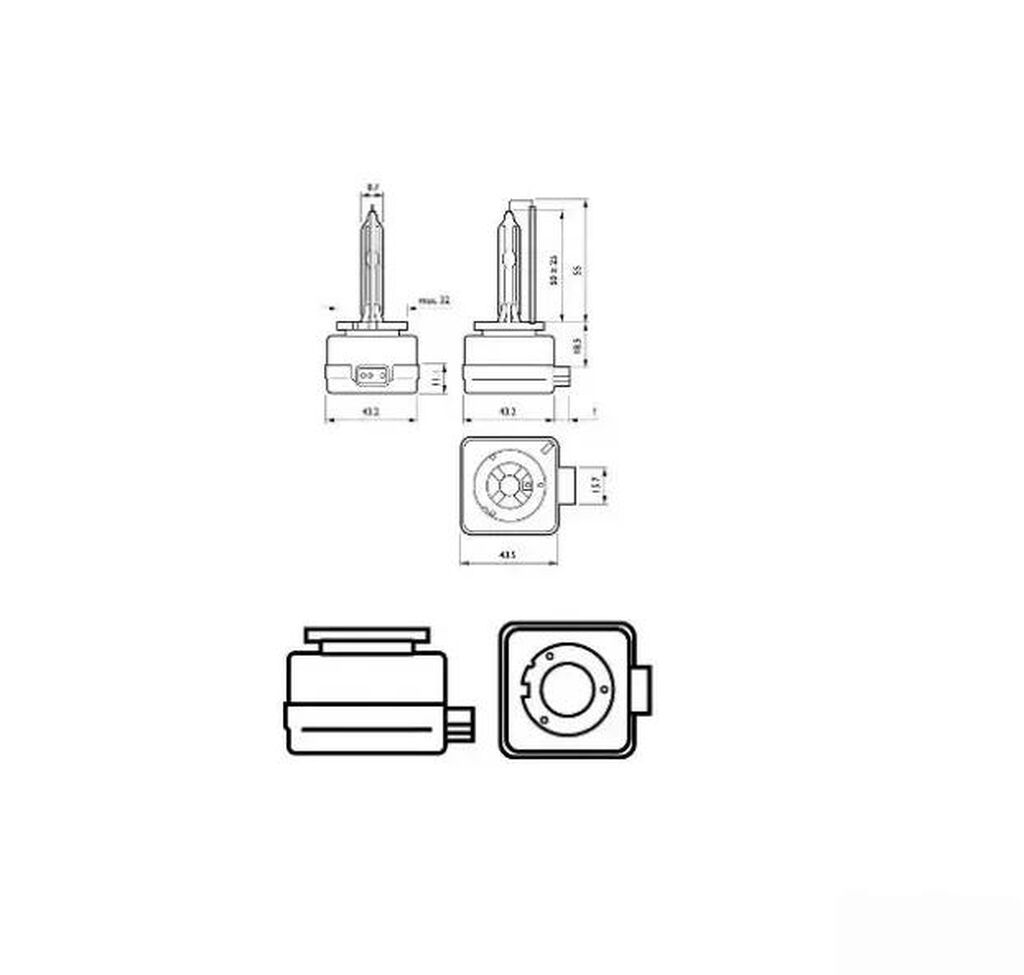 Xenon sijalica D1S – tehnički crtež i dimenzije - Tip grla: D1S -