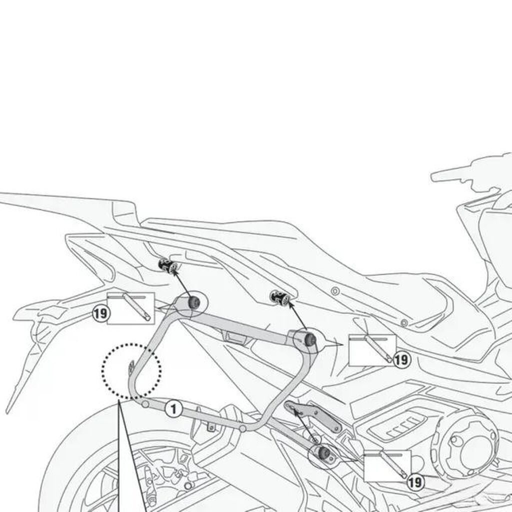 Kompletan set delova za montažu bočnih kofera na motocikl, uključujući