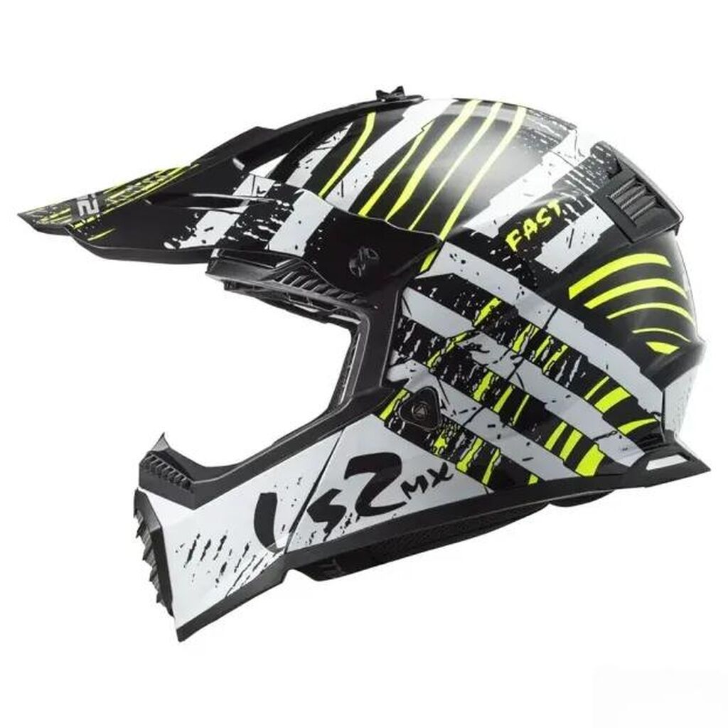 LS2 Fast Do motocross kaciga u crno-beloj boji sa žutim detaljima