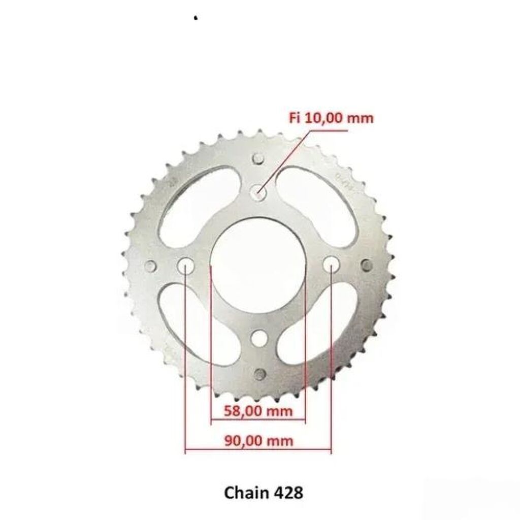 Zadnji lančanik za motocikl – Chain 428 - Tip: zadnji lančanik za