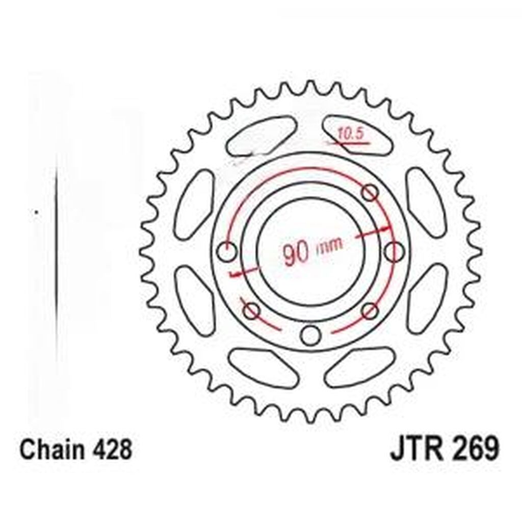 Zadnji lančanik JTR 269 za motocikle – kompatibilan sa lancem 428