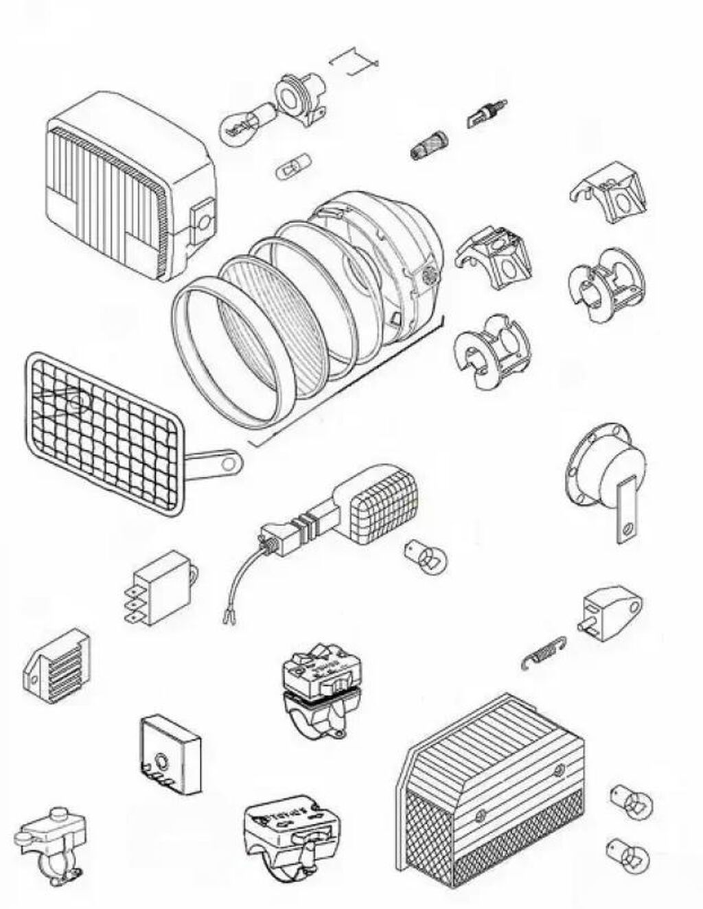 Komplet delova za auto/industrijska svetla i signalizaciju – tehnička
