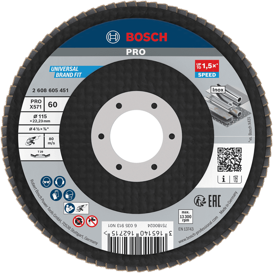 Bosch PRO X571 lamelna brusna ploča, pod uglom, 115 mm, G60