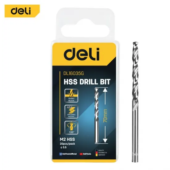 DELI HSS spiralna burgija za metal 3.5mm 20/1 EDL16035GID: EK000845710