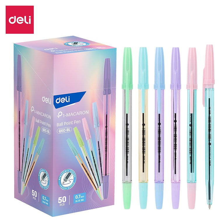 DELI HEMIJSKA OLOVKA MIX PASTELNIH BOJA - plavi ispis 0.7mm EQ6C-BLID: EK000844109