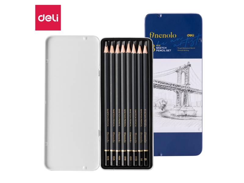 DELI GRAFITNE OLOVKE ZA SKICIRANJE SET 8 kom METALNA KUTIJA EC26ID: EK000845227