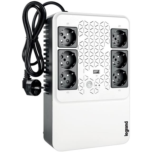 UPS Legrand Keor Multiplug 600VA/360W, Single phase, Line Interactive Technology- VI, Simulated SineWave,Cold Start Function,USB charger - Type A female/5 V, Outlet-6xGerman Standard, Quantity of ...