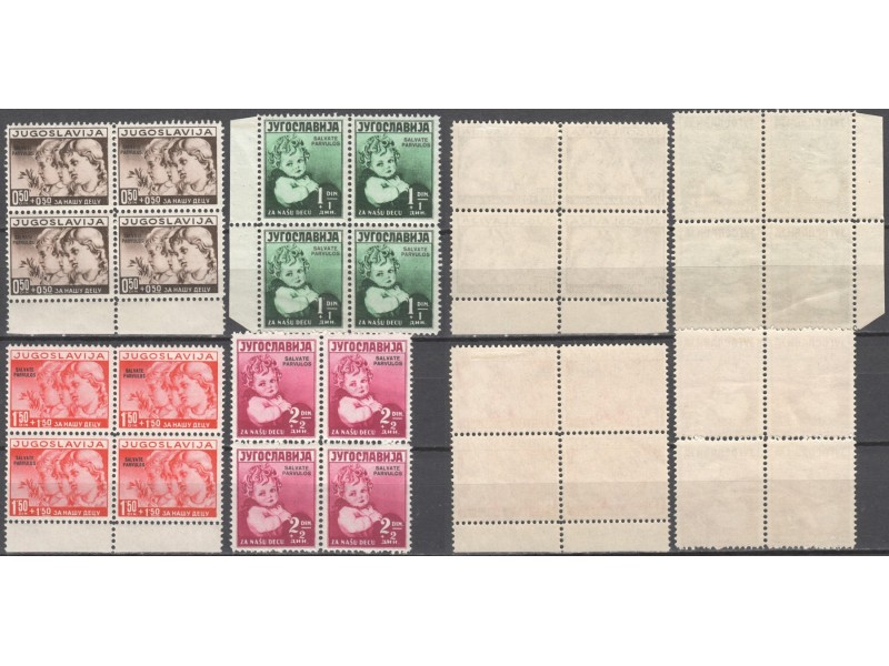 JUGOSLAVIJA 1938 - SALVATE PARVULOS cetverac MNH-MH 40€
