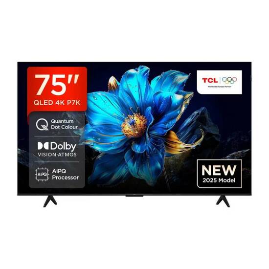 Televizor TCL 75P7K, 75" (190.5 cm), 3840 x 2160 4K Ultra HD,QLED sa Quantum Dot tehnologijom, Google TV, Crna