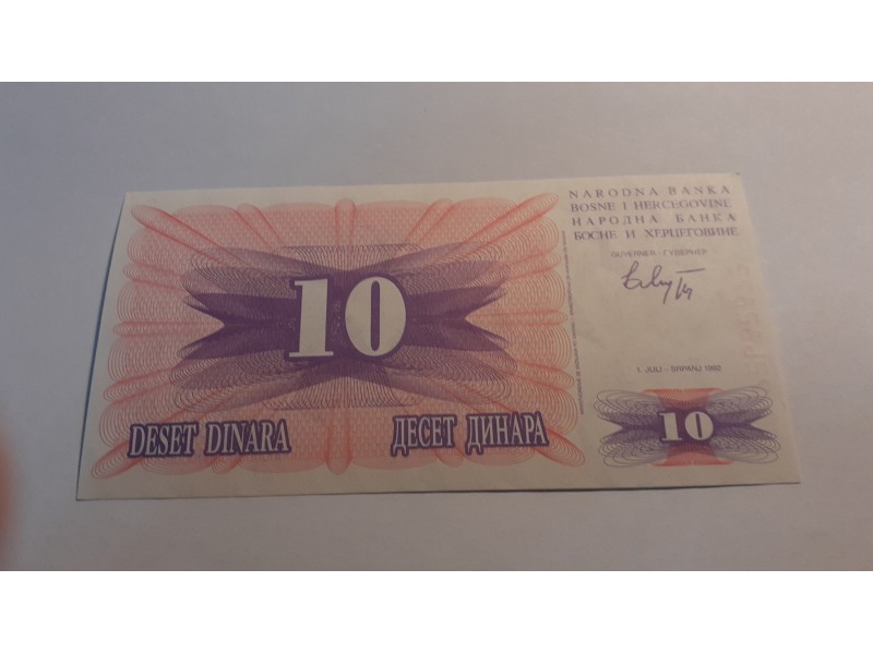 N.B. BIH - 10 DINARA - 1992