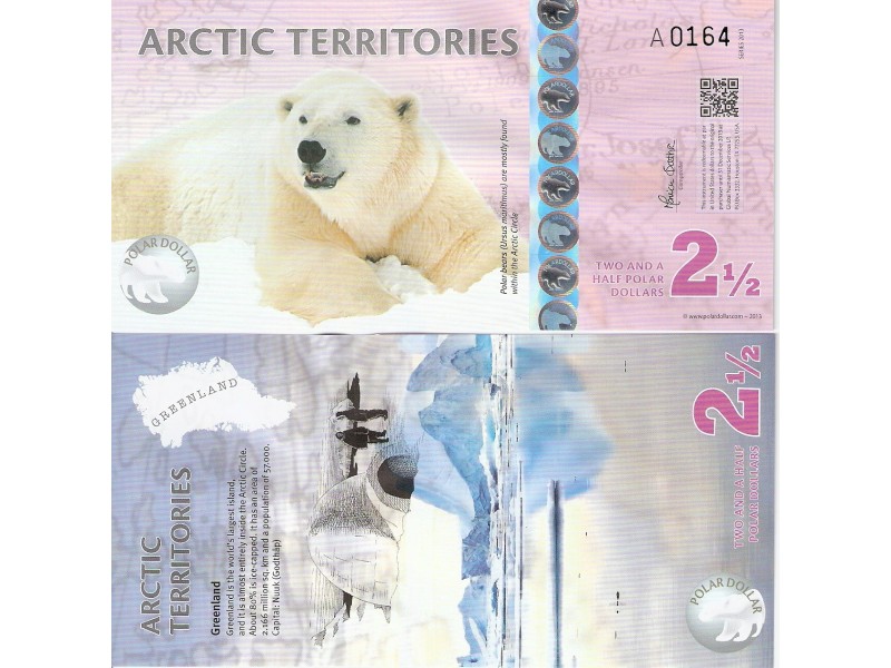 Arctic Territories ARKTIK 2,5 Dollars 2013 UNC, Polymer