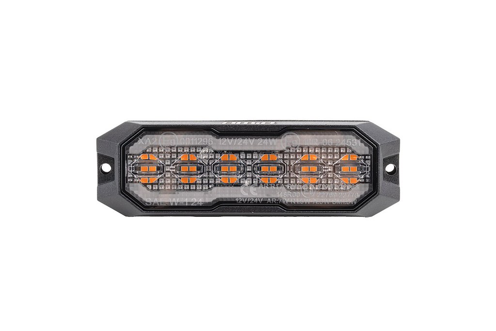 Narandžasto upozoravajuće svetlo sa narandžastom LED oznakom R65 R148 12V 24V 24W AMIO-04860    R65 homolog.