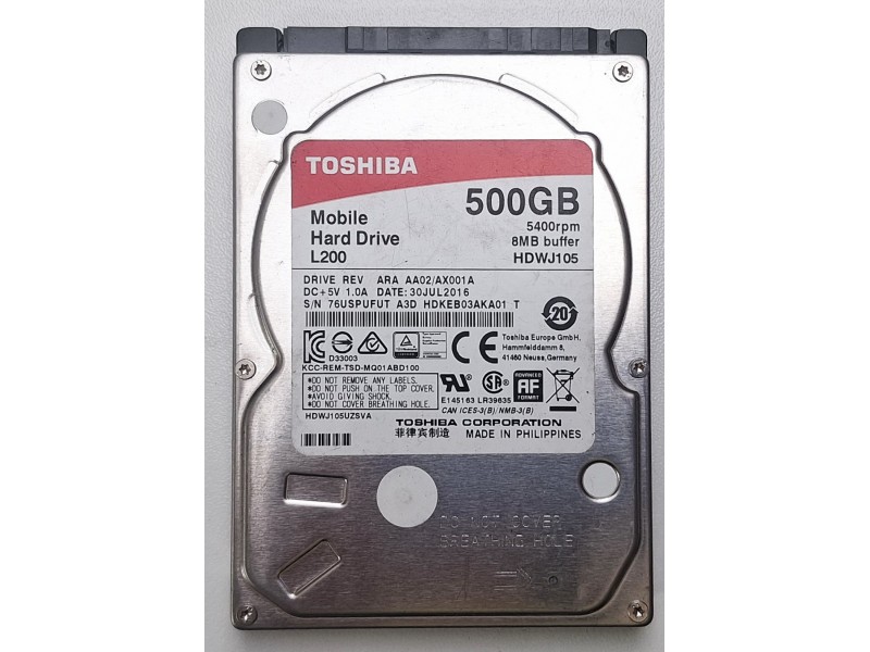 HDD TOSHIBA 500GB L200 HDWJ105
