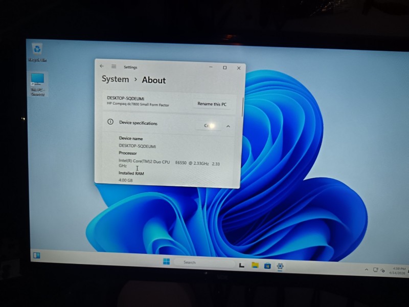 HP dc7900,160gigaharda,intel e6550,4gigaram,win11
