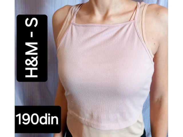 H&;M ženska majica bretele crop top roze S/36