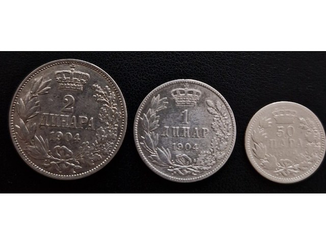 2, 1 dinar i 50 para 1904 Srebro