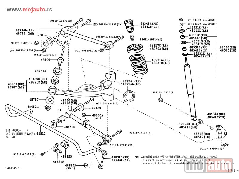 Toyota Rav 4 Silen Blok Zadnje Viljuske Levo SET 00-05, NOVO
