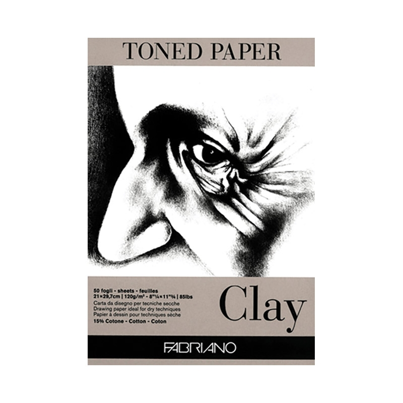 Blok Toned Paper Clay 21x29,7cm 50L 120g Fabriano 19100497 Sivi