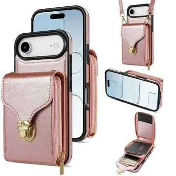 IPHONE AIR ALL-IN-ONE CASE WITH WALLET & STRAP - ROSE GOLD