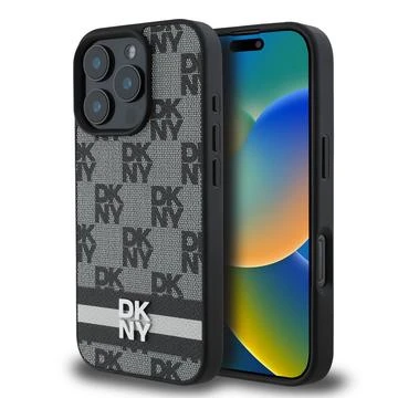 IPHONE 16 PRO MAX DKNY CHECKERED PATTERN AND STRIPE CASE - BLACK