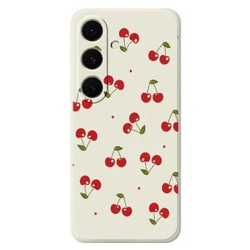 SAMSUNG GALAXY S25 FE CHERRY PATTERN TPU CASE - BEIGE