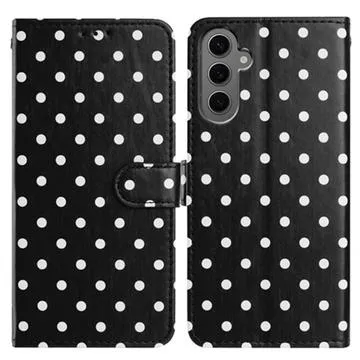 SAMSUNG GALAXY S25+ POLKA DOT PATTERN WALLET CASE - BLACK
