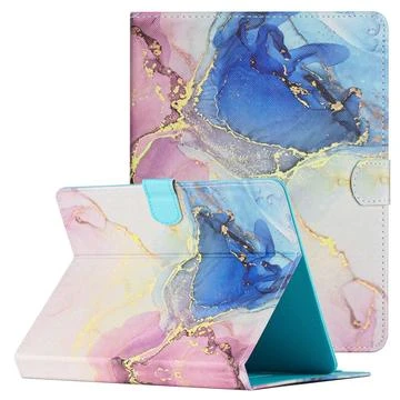 UNIVERSAL MARBLE PATTERN TABLET FOLIO CASE - 10" - PINK / BLUE