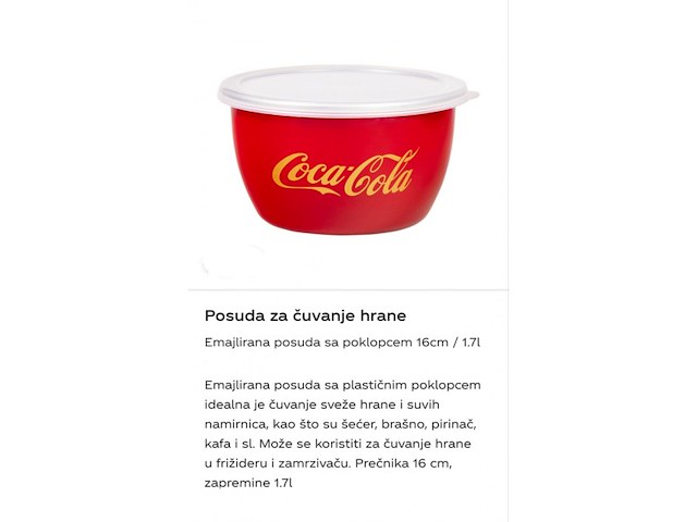 Coca Cola Koka Kola Metalac posuda s poklopcem
