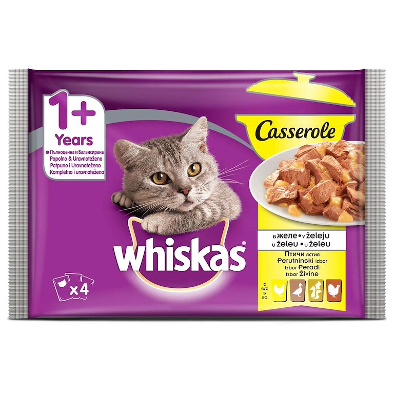 WHISKAS Hrana za mačke u želeu 4x100g