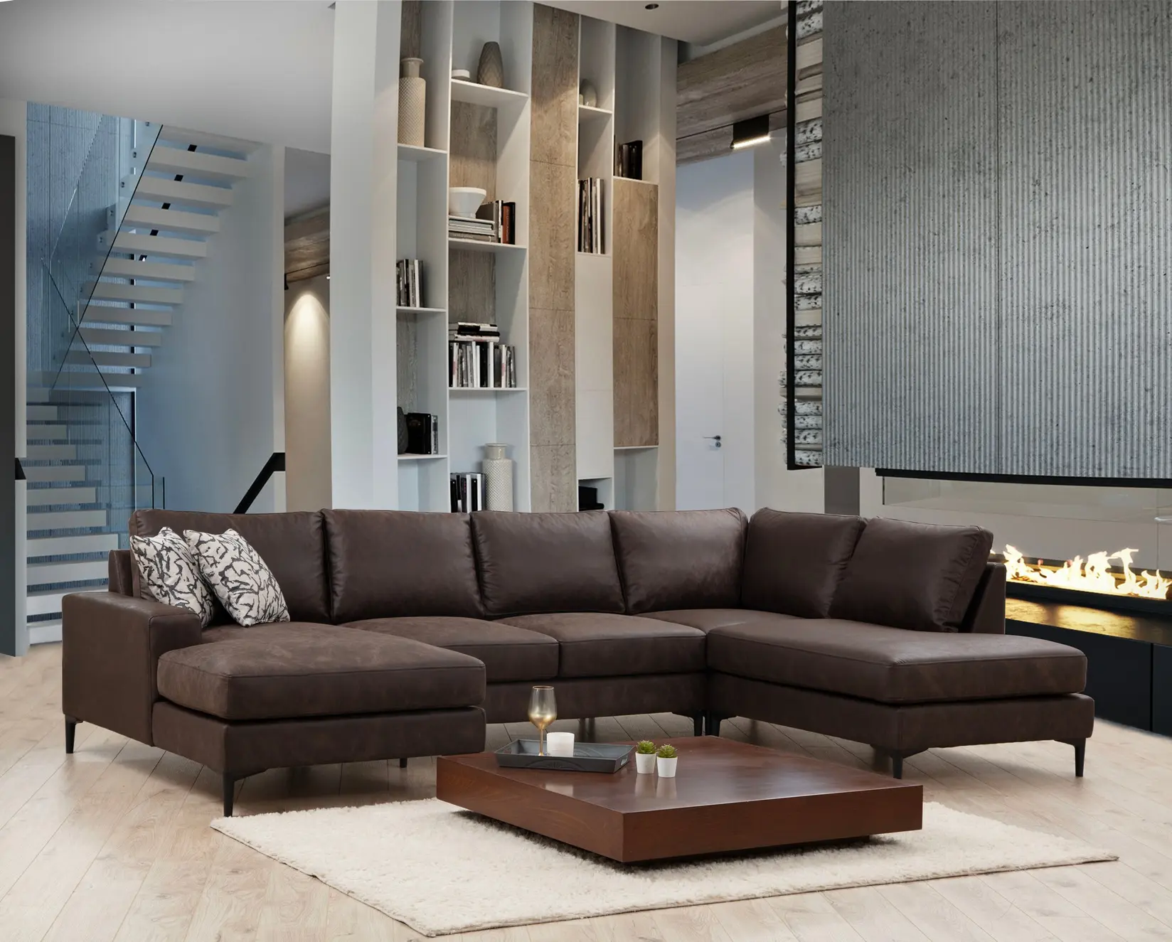Atelier del Sofa Ugaona garnitura 90x90x155cm Braon