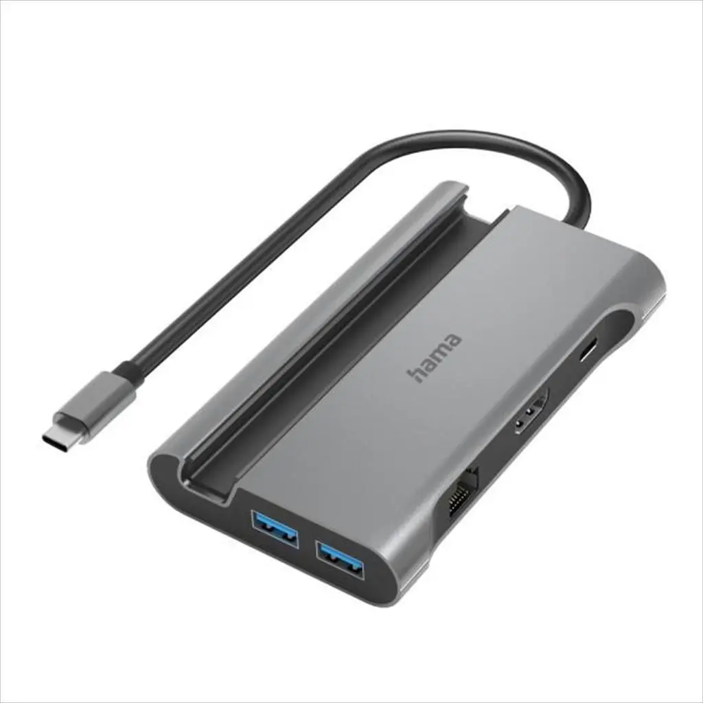 Hama doking stanica Type-C 7 u 1 HDMI USB PD 100W LAN siva 200143