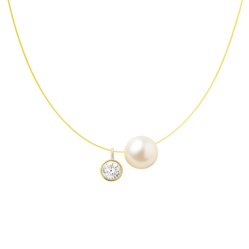 SILVER DAXY AND PEARL NECKLACE WITH GOLD PLATING