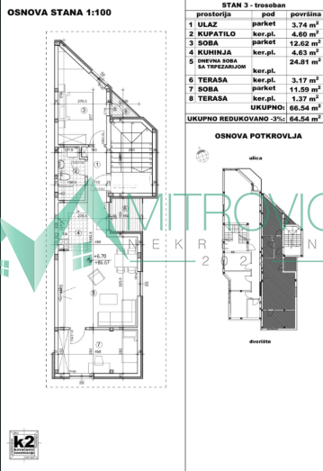 Trosoban stan na prodaju, 65m2, 151.000€