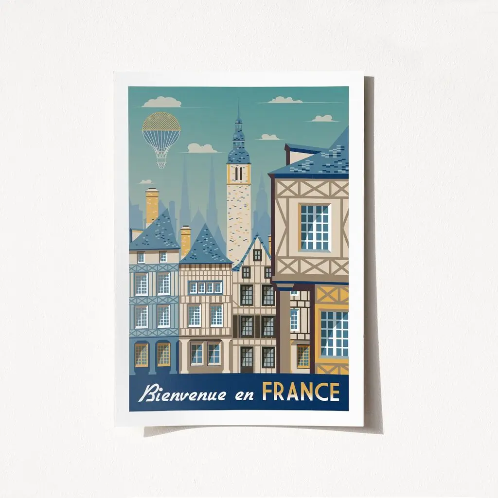 Wallity Poster Bienvenue En France-1959, 21x29,7 cm