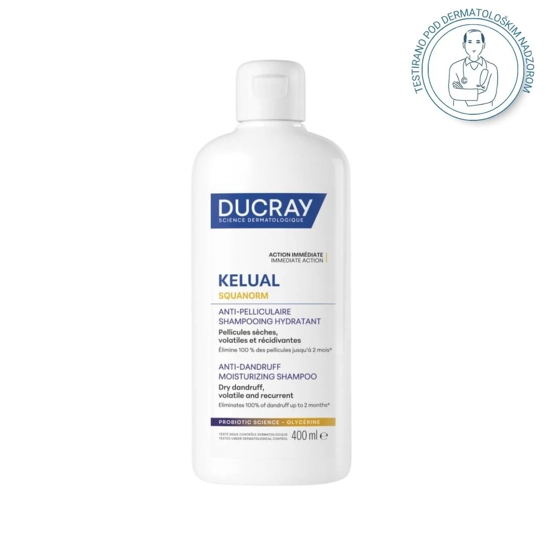 DUCRAY KELUAL SQUANORM Šampon Protiv Suve Peruti Anti-Dandruff Moisturizing Treatment Shampoo Dry Dandruff 400 mL