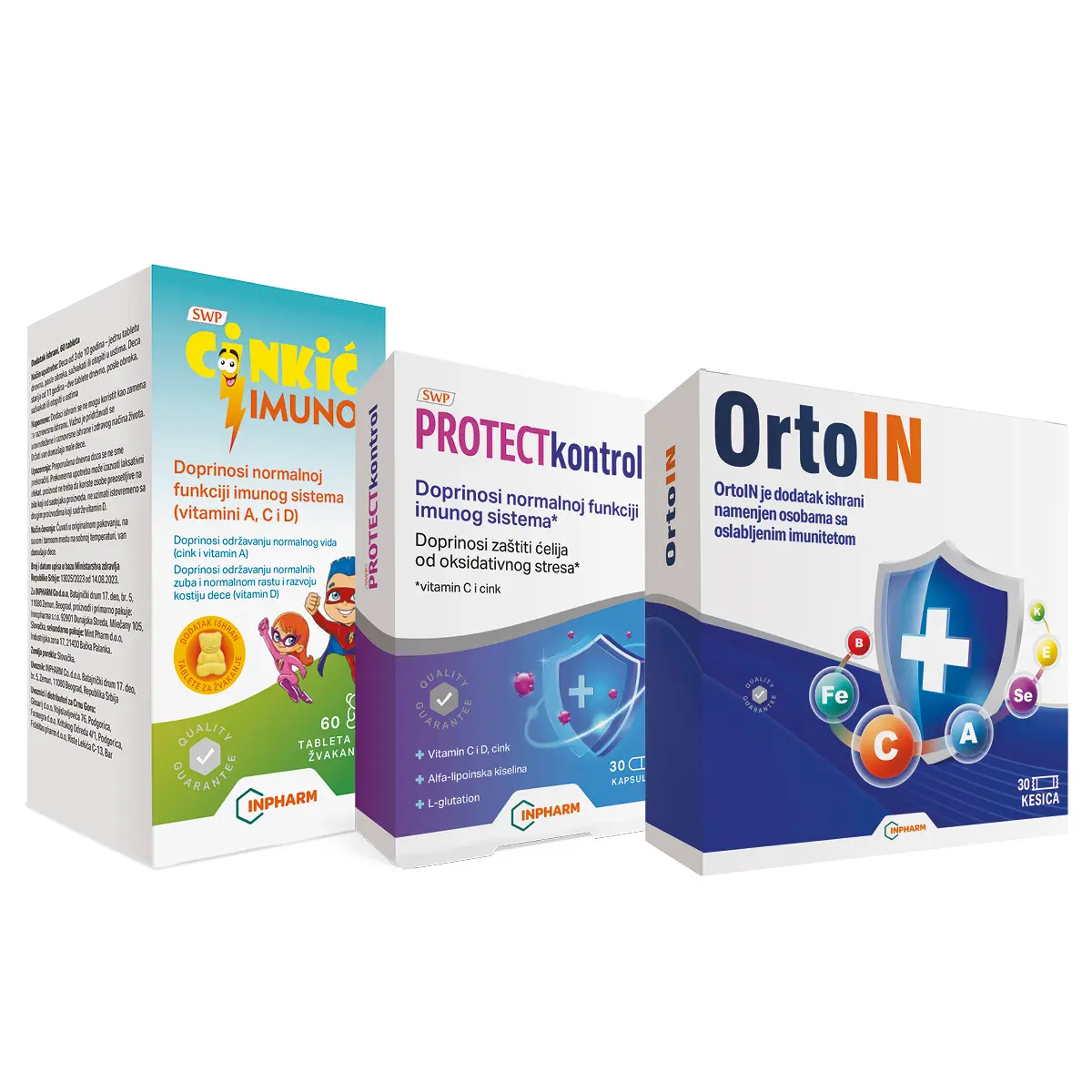 Inpharm Cinkic Imuno, 60 tableta + Protectkontrol, 30 kesica + OrtoIN, 30 kesica