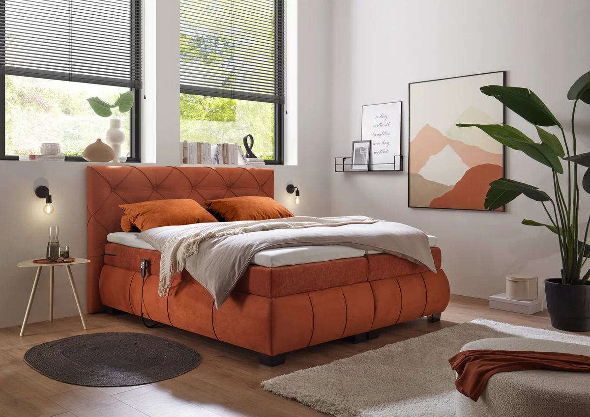 BOXSPRING KREVET 180/200 cm konjak