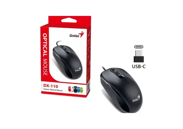 Genius Miš DX-110, USB-C, 1000 DPI, Crni